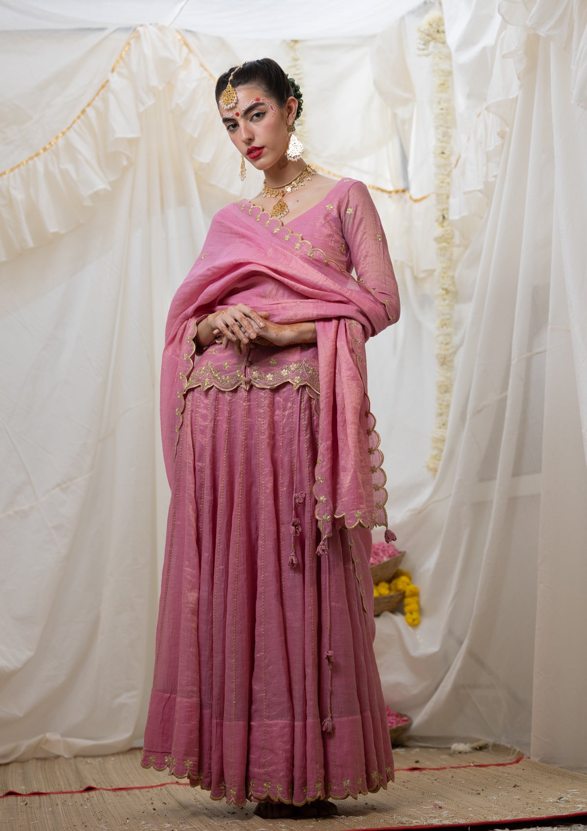 Geeta Tissue Skirt, Blouse & Dupatta Set