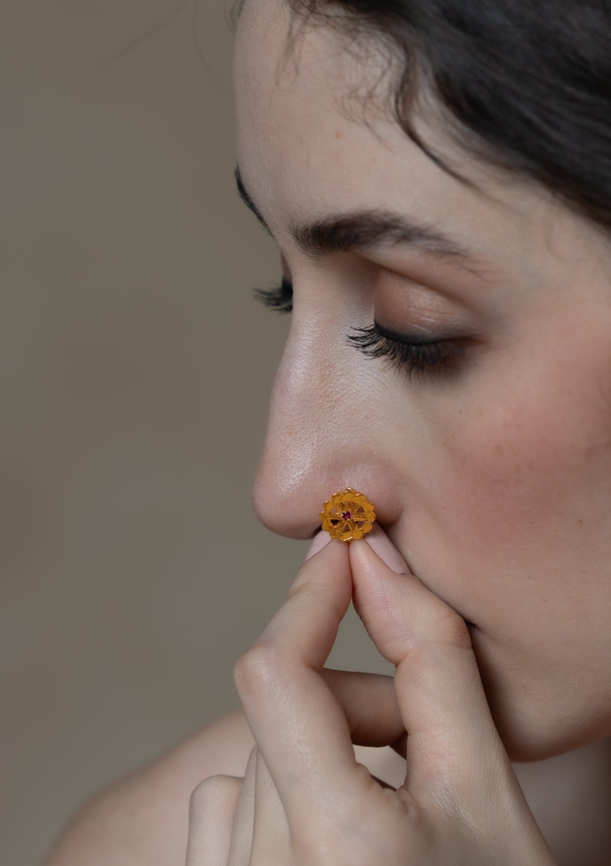 Bimla Gold Tone Silver Nosepin