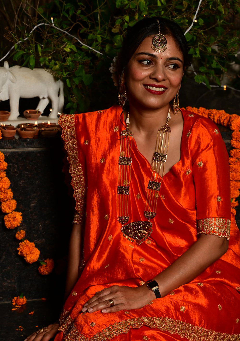 Pali Orange Mulberry Silk Saree