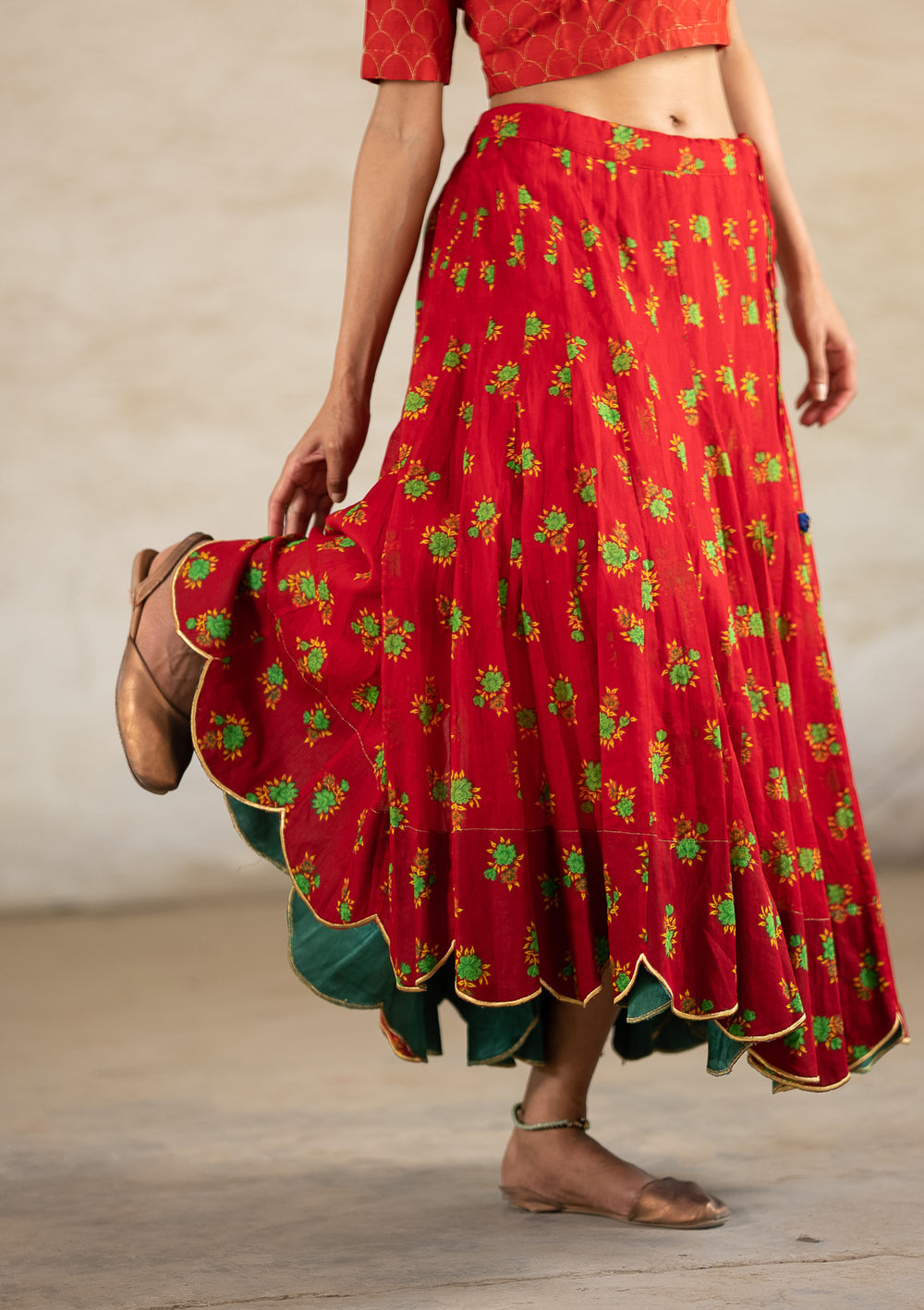 Seirein Red Ghagra Skirt