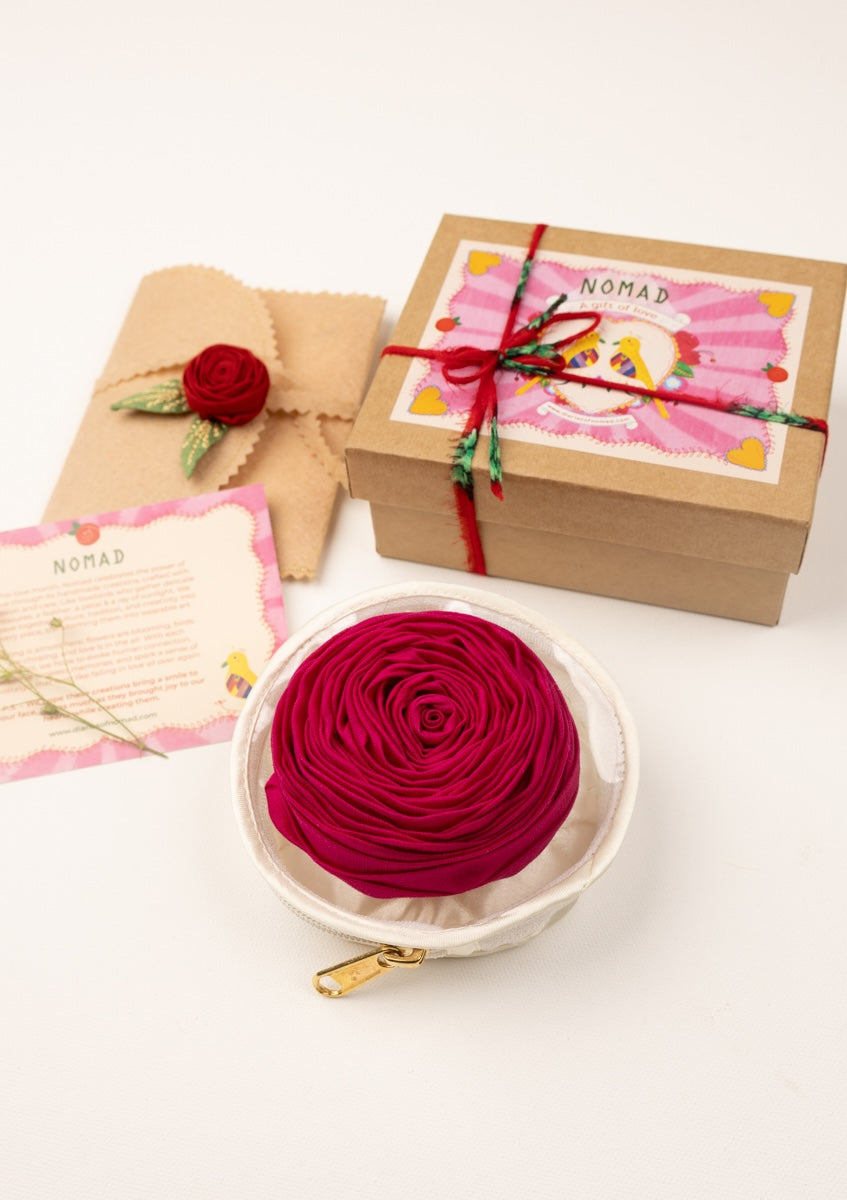 Lala Pink Rose Handmade Textile Accessory Online in India